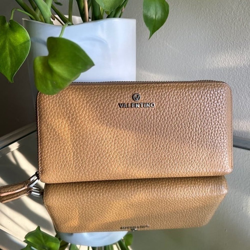 Mario Valentino Pebbled Yellow Zip Wallet - Gem